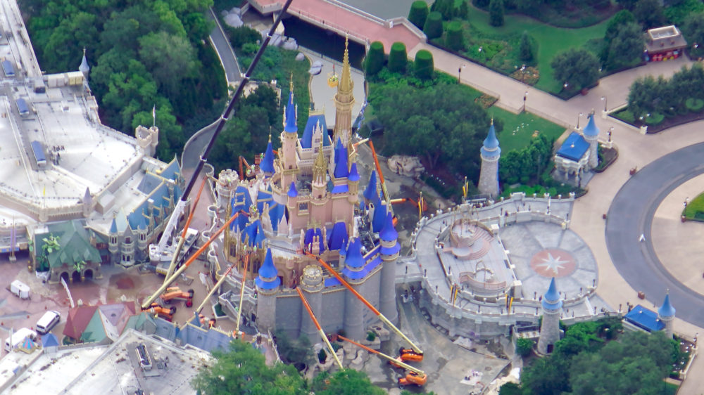 Aerial view of Cinderella Castle Construction before reopening! | Chip ...