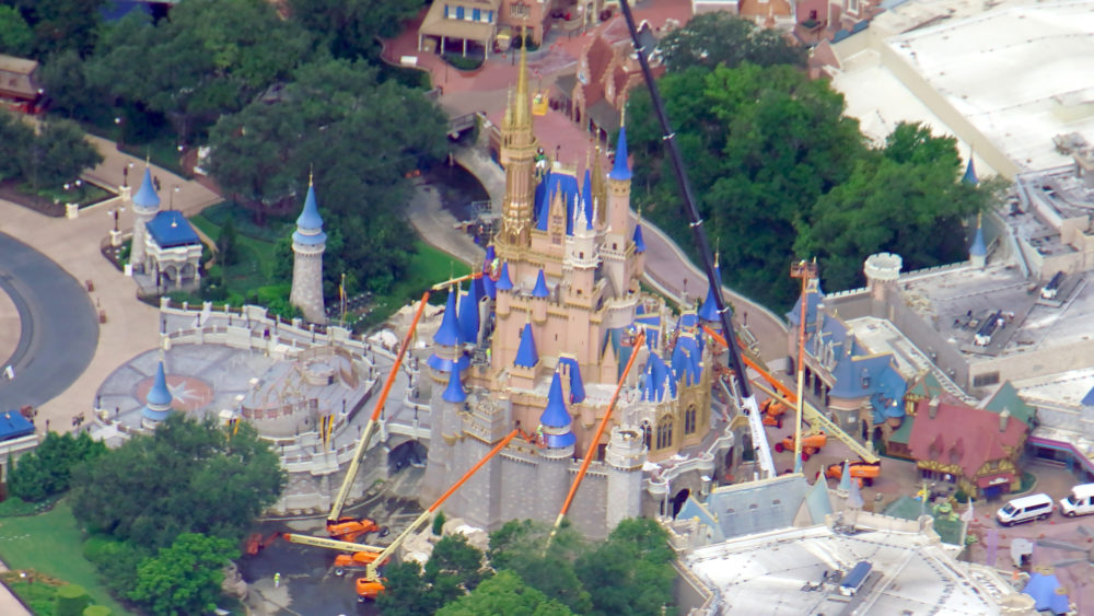Aerial view of Cinderella Castle Construction before reopening! | Chip ...